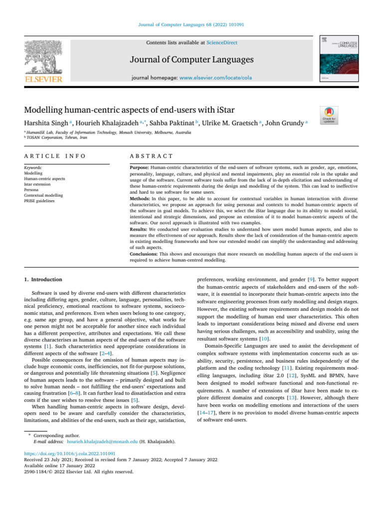 Modelling Human-Centric Aspects of End-Users With IStar | PDF | Software | System