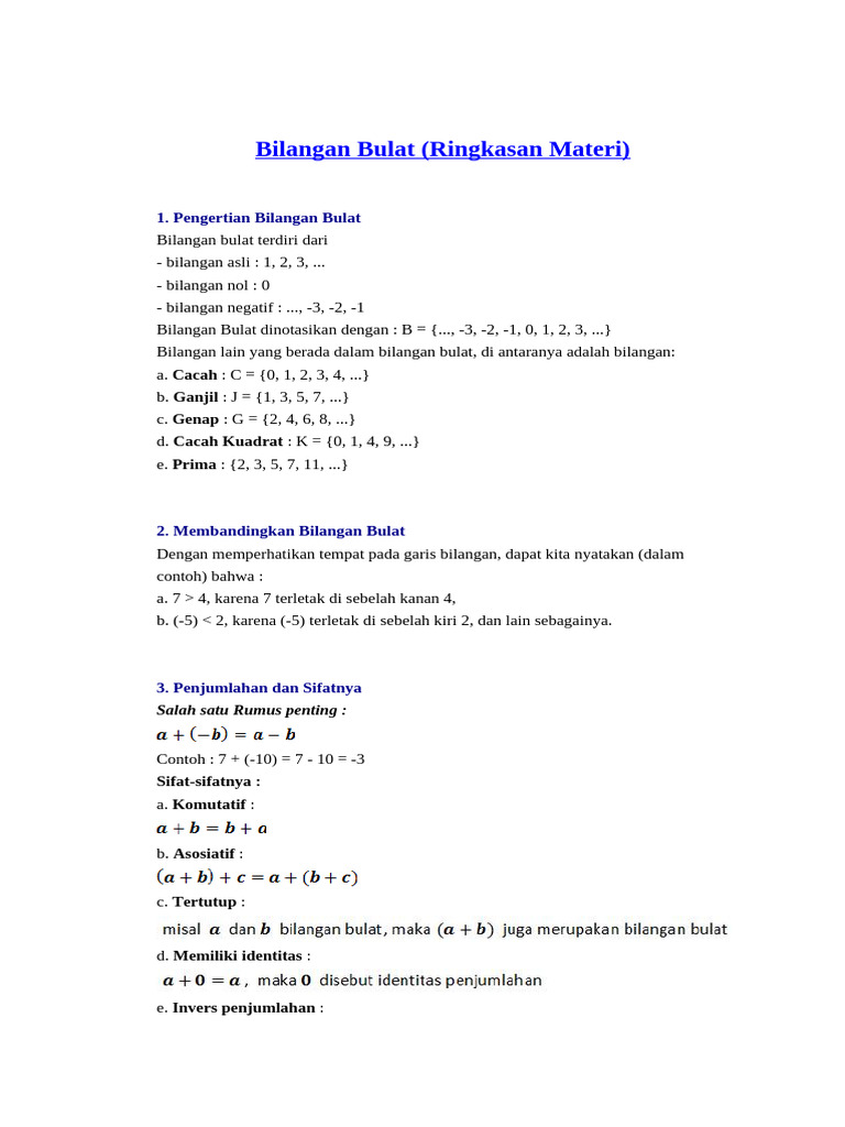 Bilangan Bulat | PDF