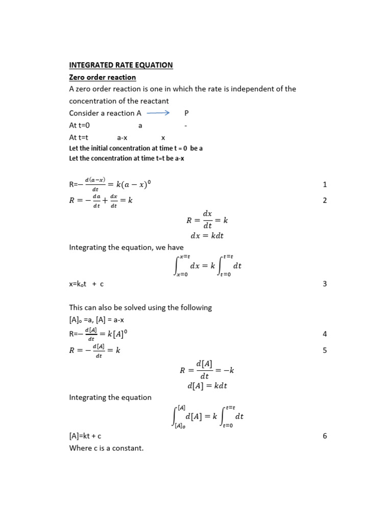 Integrated Rate Equation | PDF | Reaction Rate | Change
