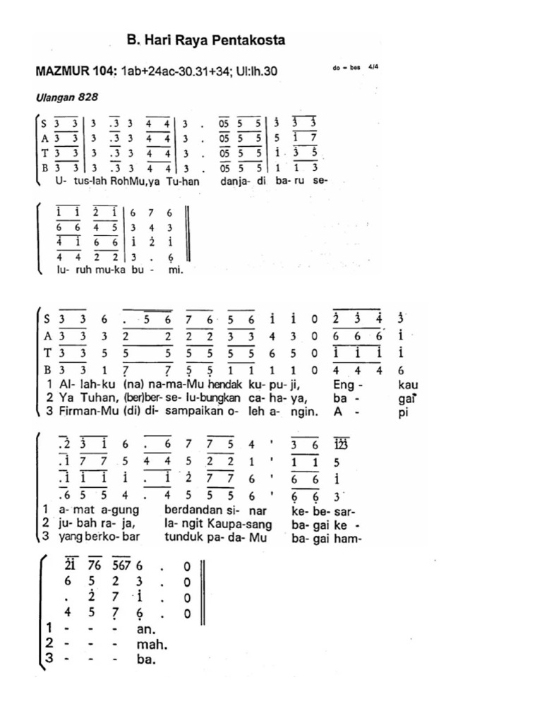 08jun25 Mazmur Madah Pentakosta Bpi HR Pentakosta Wisma Samadi 07.00 | PDF