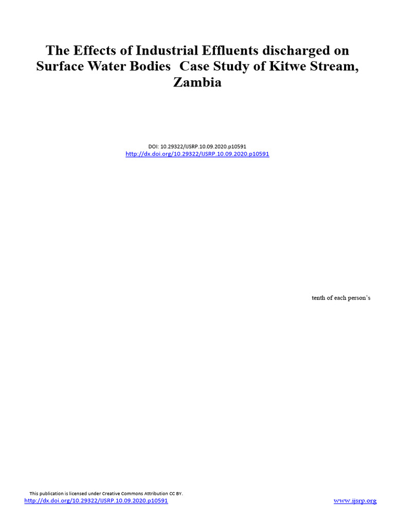 Industrial Effluents Impact on Kitwe Stream | PDF | Water Pollution ...