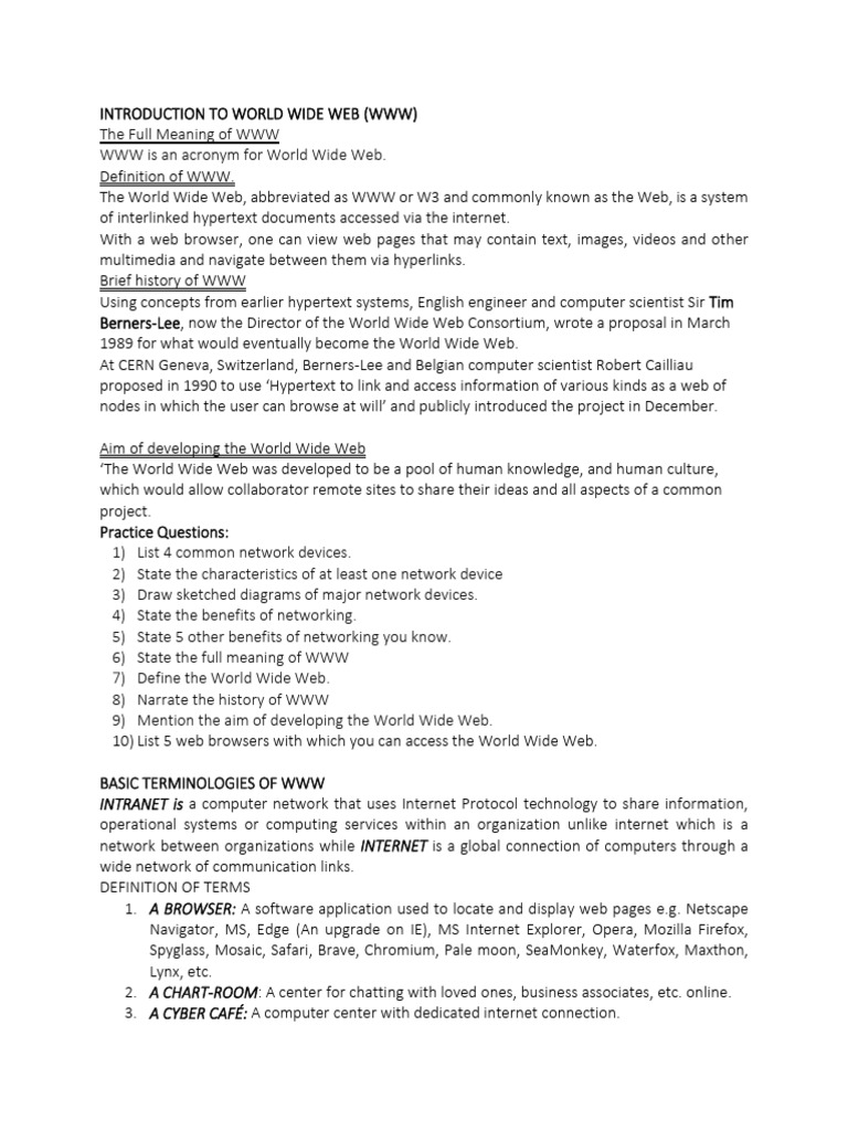 11951_introduction to World Wide Web -Wk 2 | PDF | World Wide Web | Internet & Web