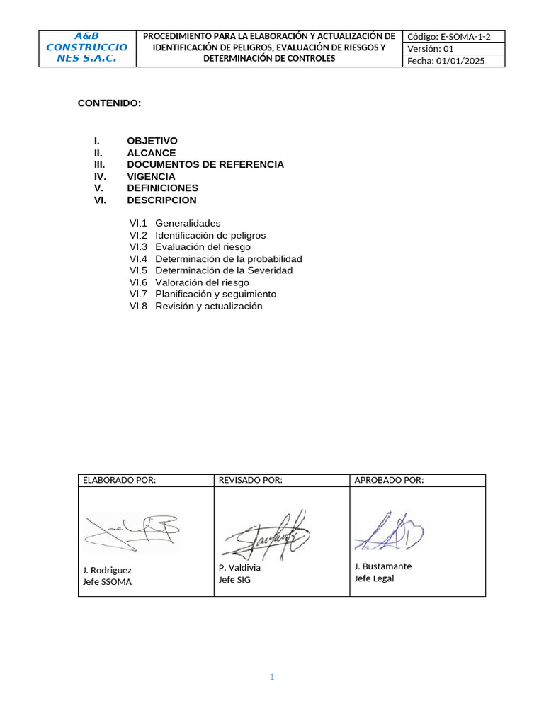 Procedimiento IPERC | PDF | Seguridad y salud ocupacional | Riesgo