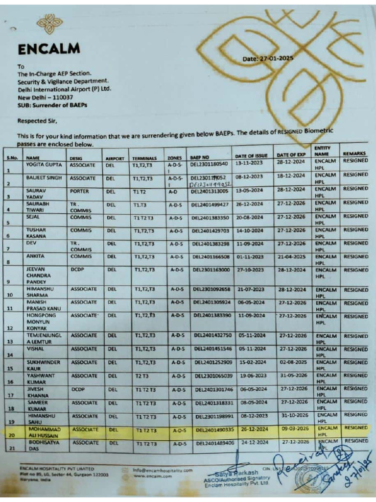 Aep Receving No.20 | PDF