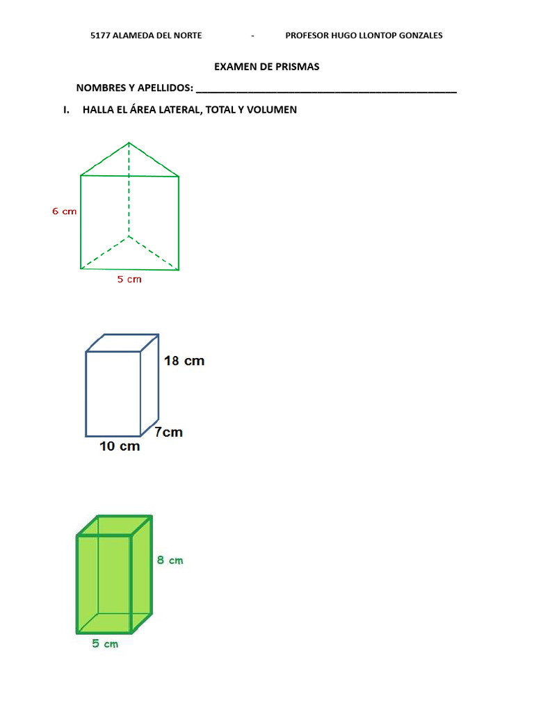 Examen de Prismas | PDF