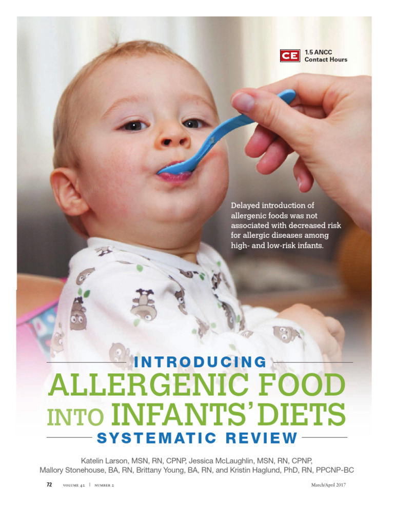 Introducing Allergenic Food Into Infants Diets Systematic Review | PDF ...