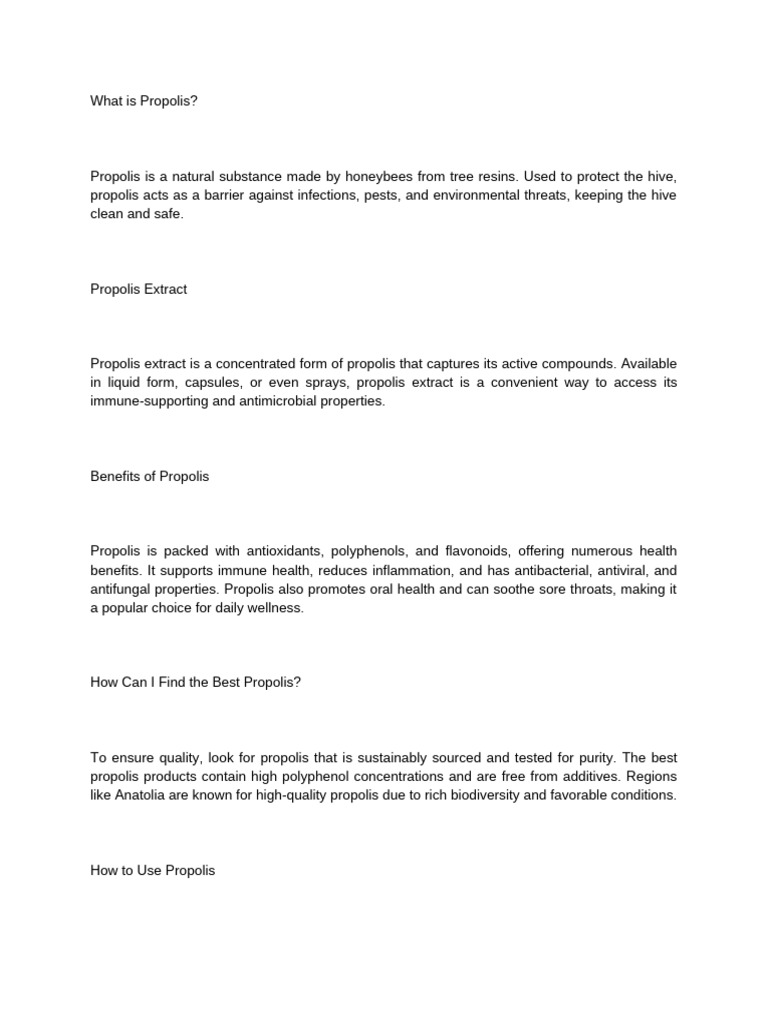 Propolis: Antimicrobial Health Benefits | PDF