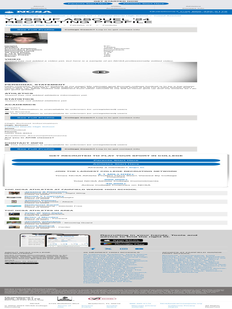 Yussuf Assouel Football Recruiting Profile | PDF | Team Sports | Sports