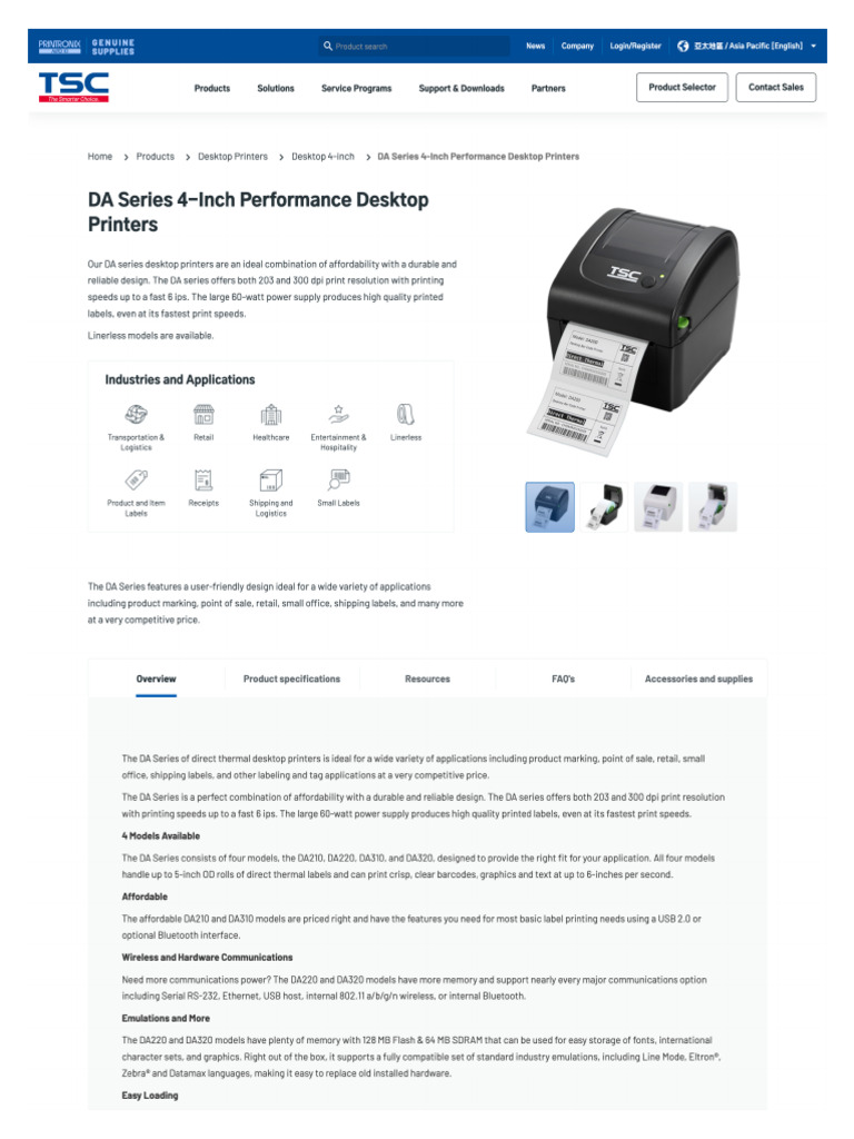 TSCprinters Da220 | PDF