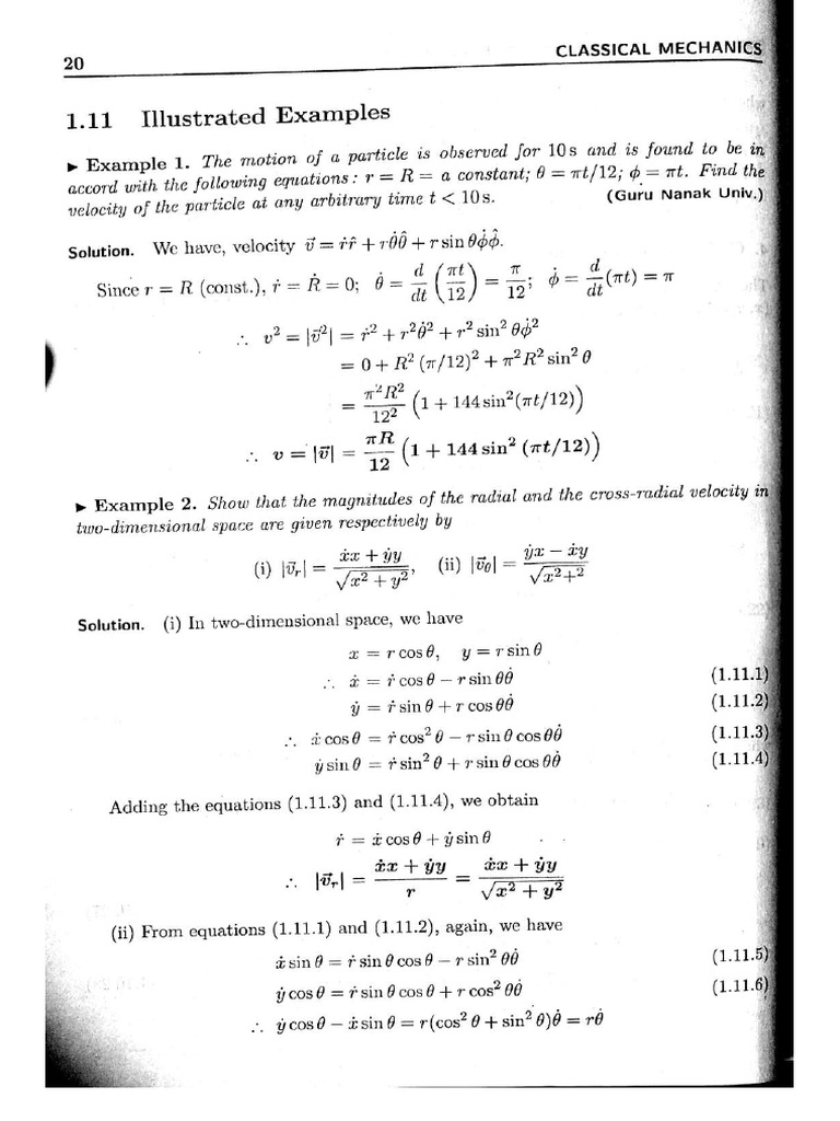 Classical Mechanics (Examples) | PDF