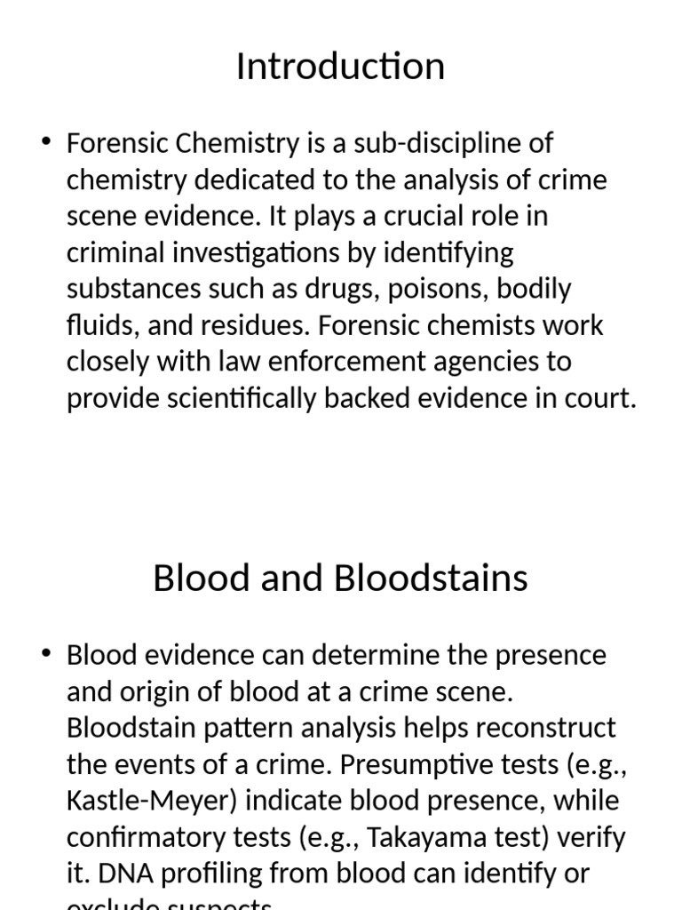 Forensic Chemistry Detailed Presentation | PDF | Forensic Science ...