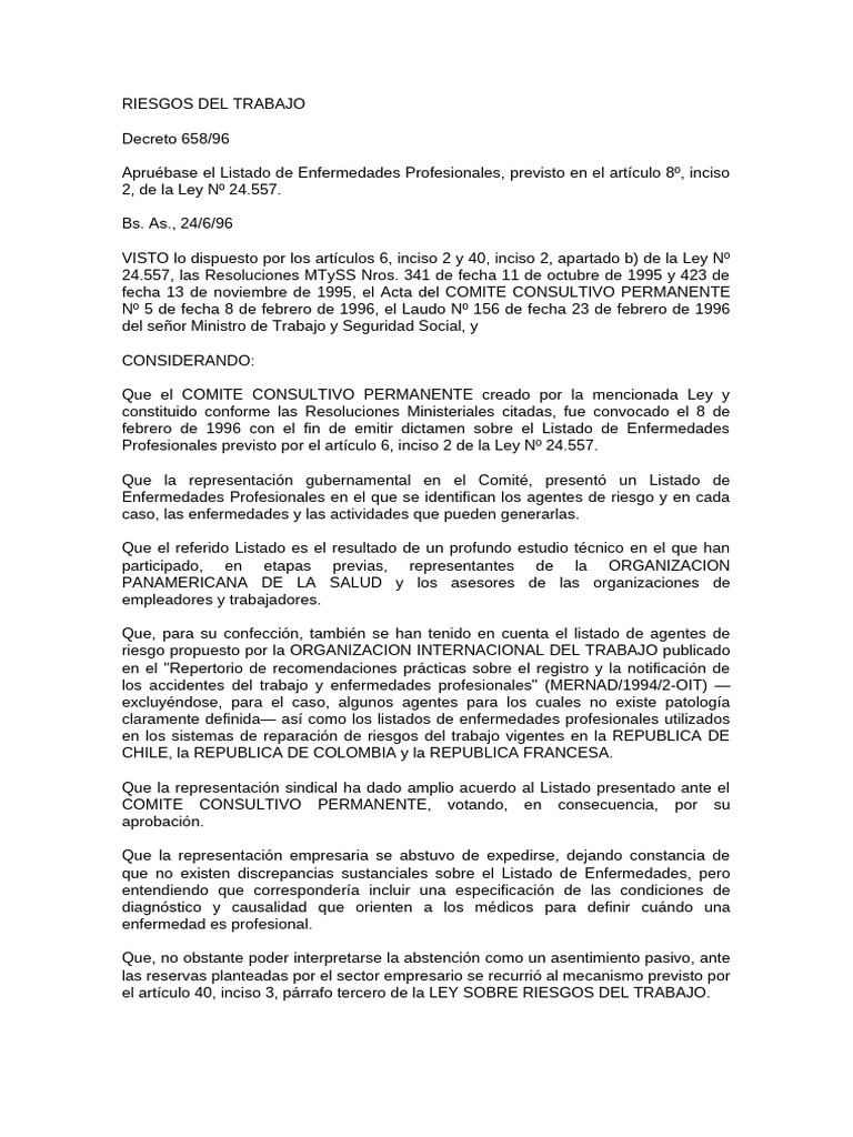 Decreto 658 | PDF | Amianto | Mercurio (Elemento)