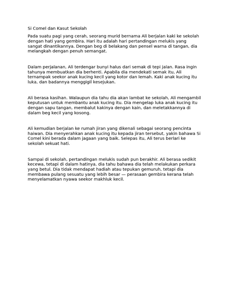 Si Comel: Kisah Kepedulian Ali | PDF
