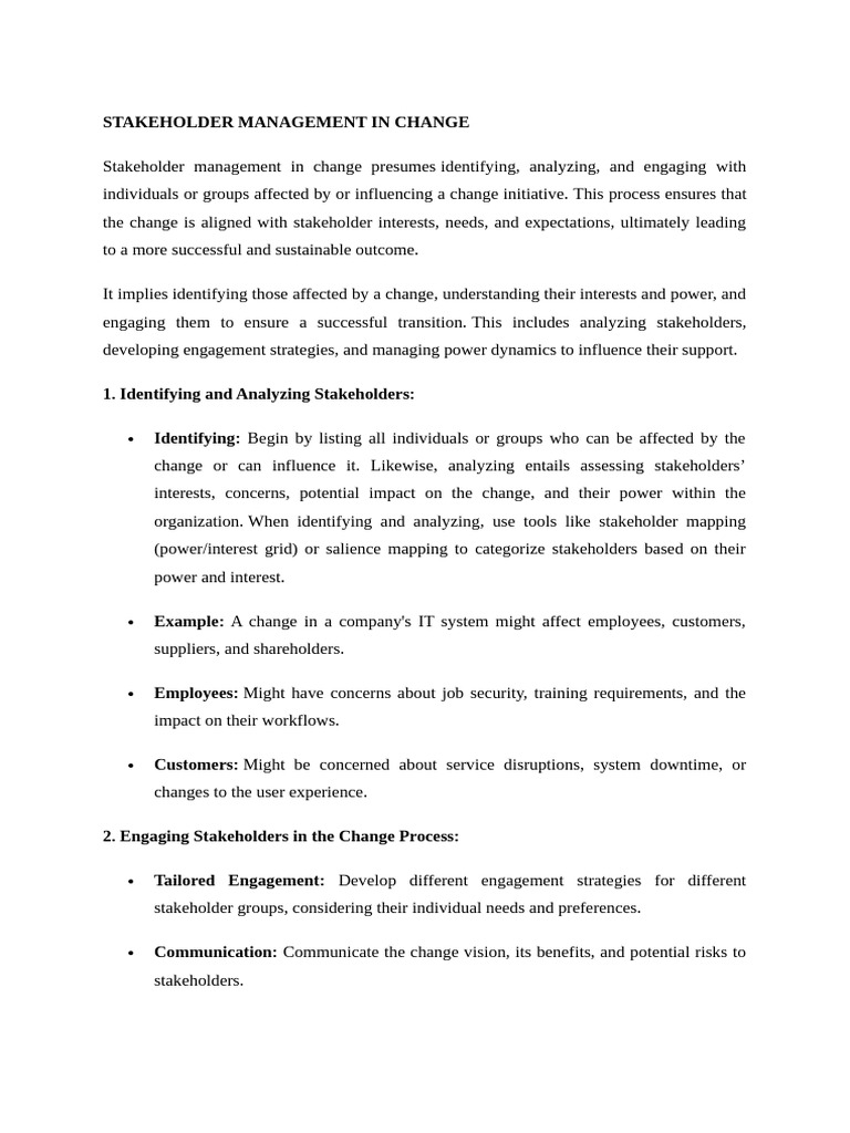 Stakeholder Management in Change | PDF | Stakeholder (Corporate ...