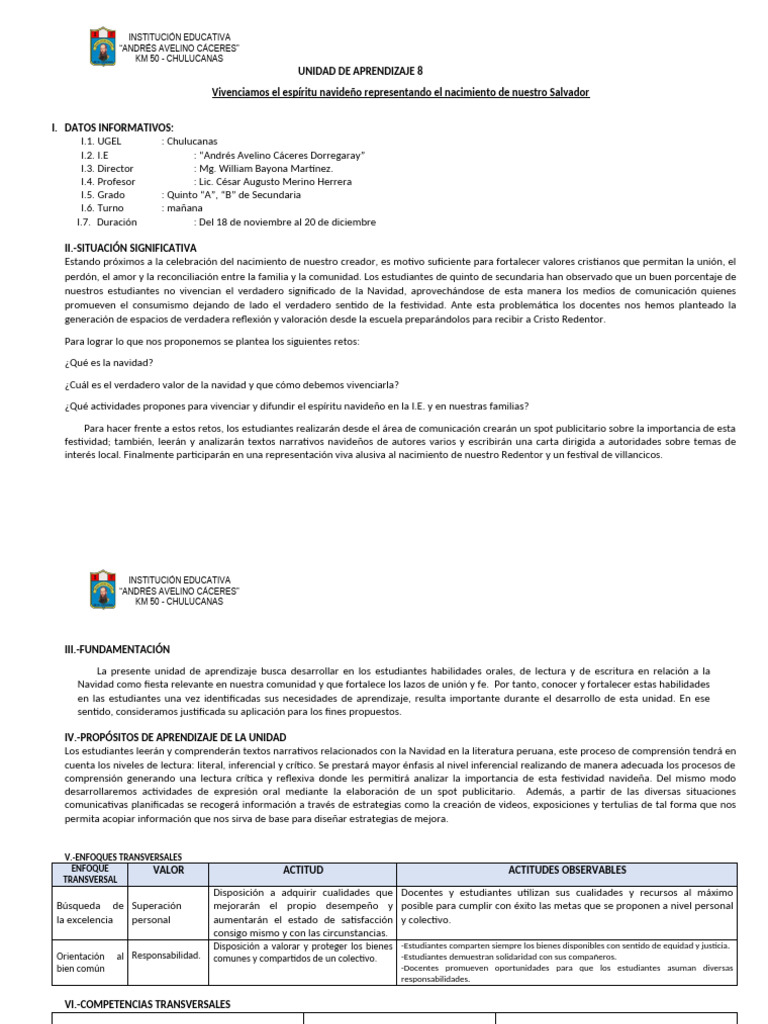 Unidad de Aprendizaje Viii | PDF | Aprendizaje | Comunicación no verbal