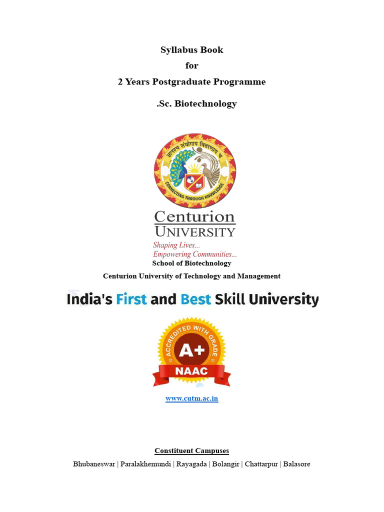 Syllabus Book MSC Biotechnology | PDF | Proteins | Cell (Biology)