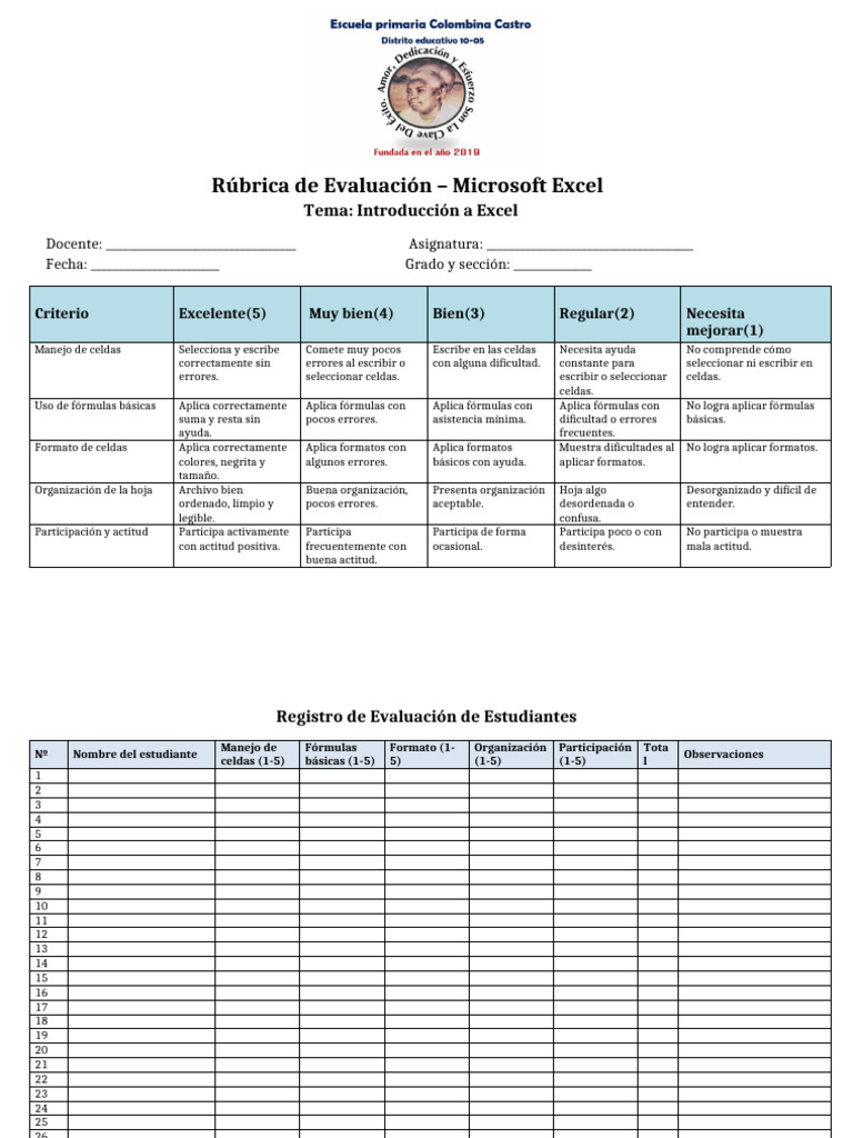 Rubrica Excel Descriptiva | PDF | Microsoft Excel