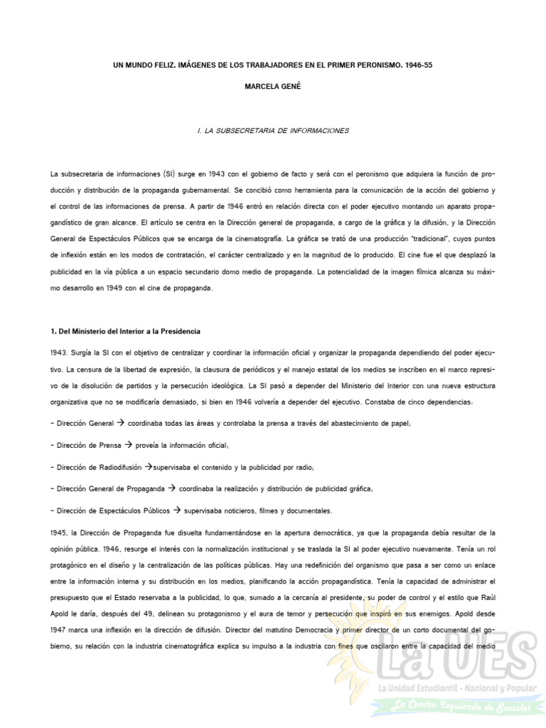 Propaganda en el Primer Peronismo | PDF | Propaganda | Publicidad