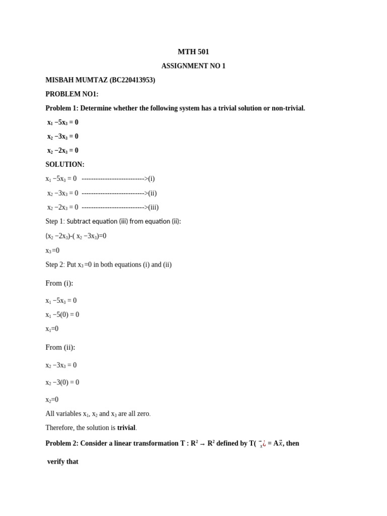 Spring 2025 - MTH501 - 1 - BC220413953 | PDF | Algebra | Algorithms