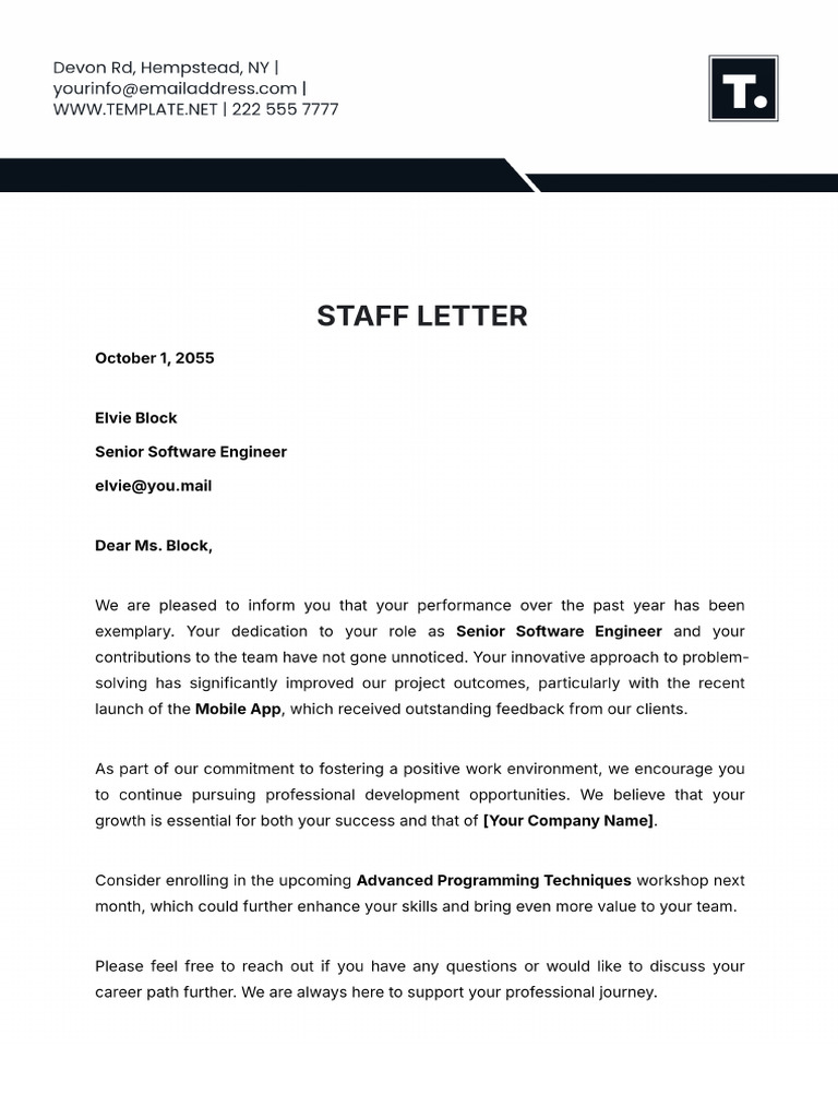 Free Staff Letter Template | PDF