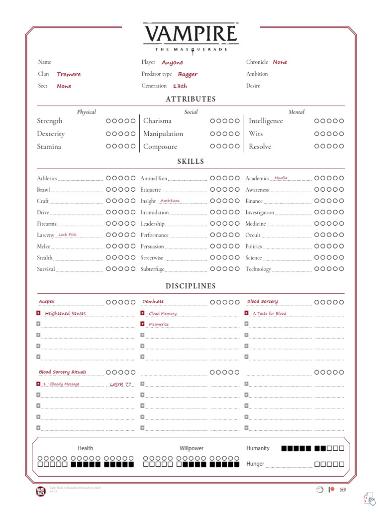VTM Character 6 | PDF