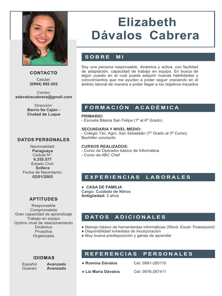 CV Elizabeth Davalos | PDF
