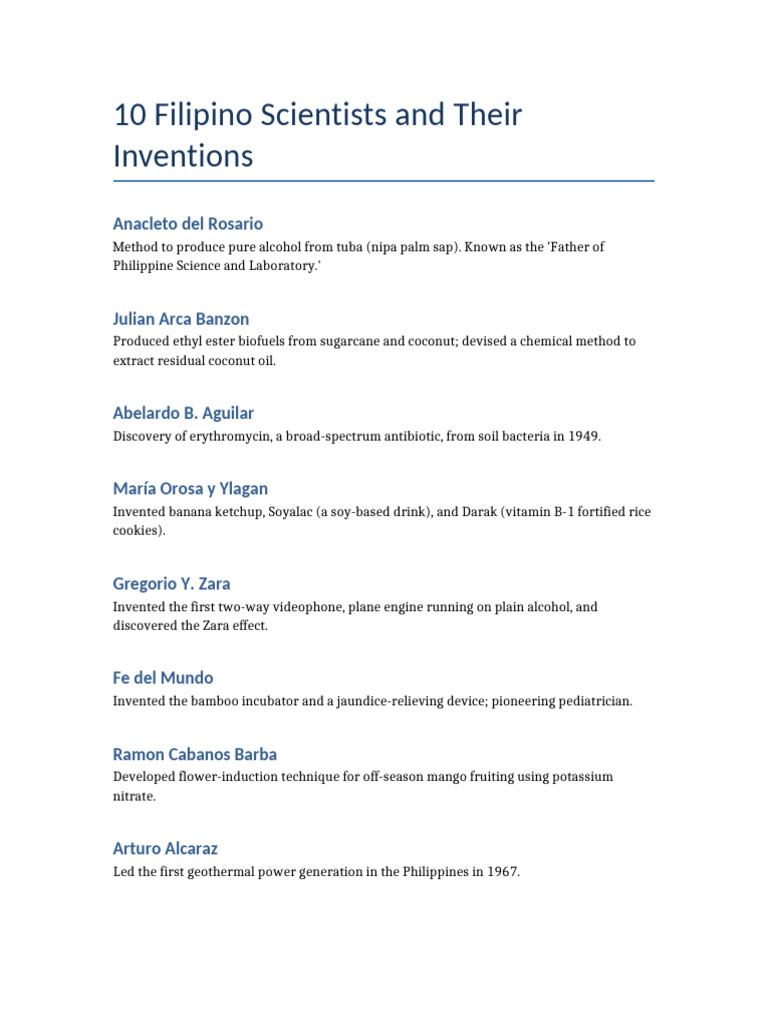 10 Filipino Scientists and Inventions | PDF
