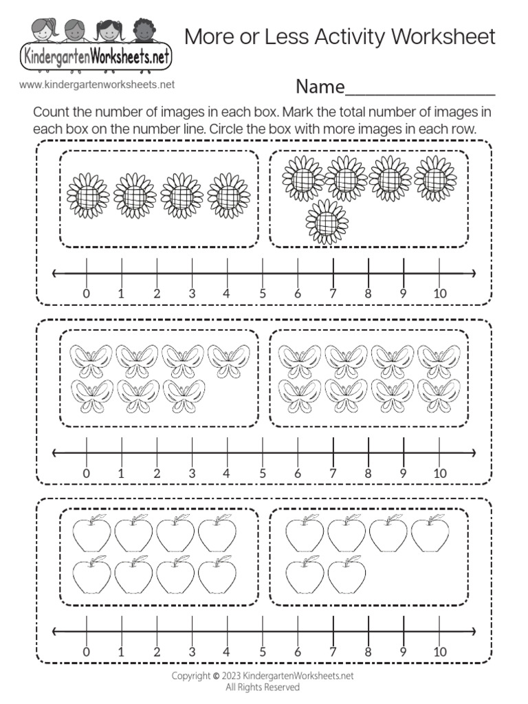 More or Less Activity Worksheet | PDF