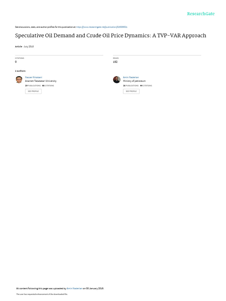 Speculative Oil Demand and Crude Oil Price Dynamics: A TVP-VAR Approach | PDF