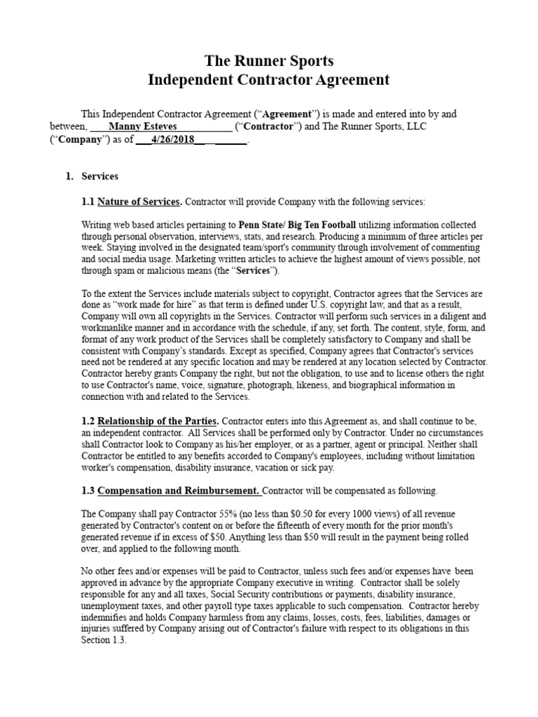 Manny Esteves Agreement | PDF | Employment | Insurance