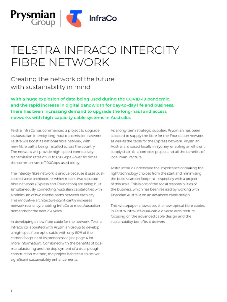 Telstra Infraco Intercity Fibre Network | PDF | Fiber Optic ...