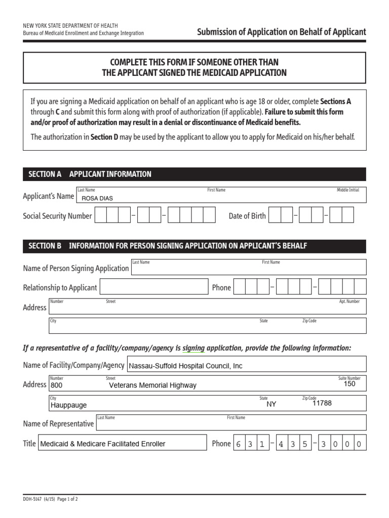 Medicaid Application Authorization Form | PDF | Medicaid | Power Of ...