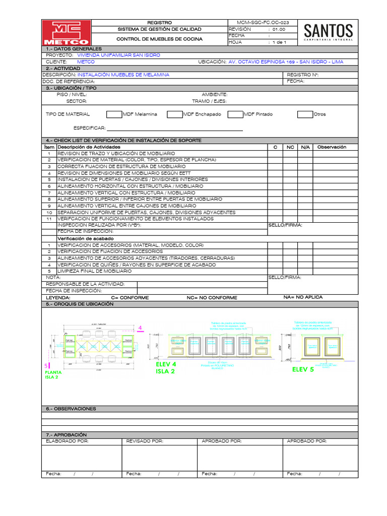 Protocolo Calidad Isla2 | PDF | Mueble