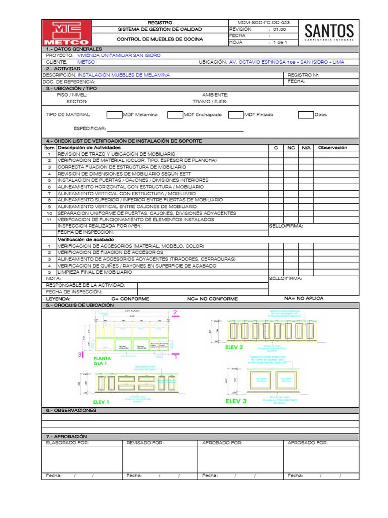 Protocolo Calidad - Isla 1 | PDF | Mueble