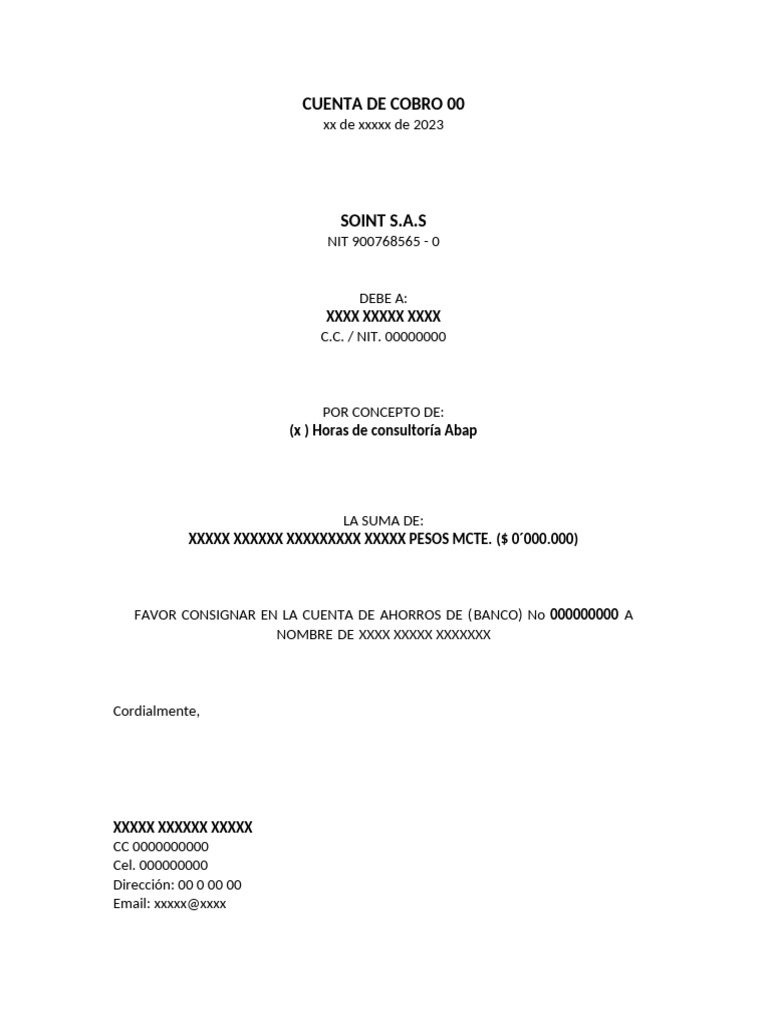 Formato - Cuentas de Cobro | PDF