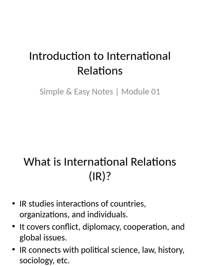 Introduction to International Relations | PDF