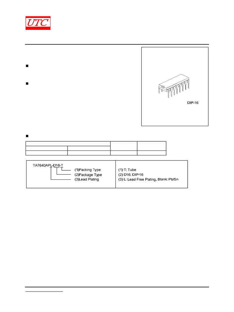 Ta7640ap Utc Am FM If Processor | PDF | Amplifier | Signal To Noise Ratio