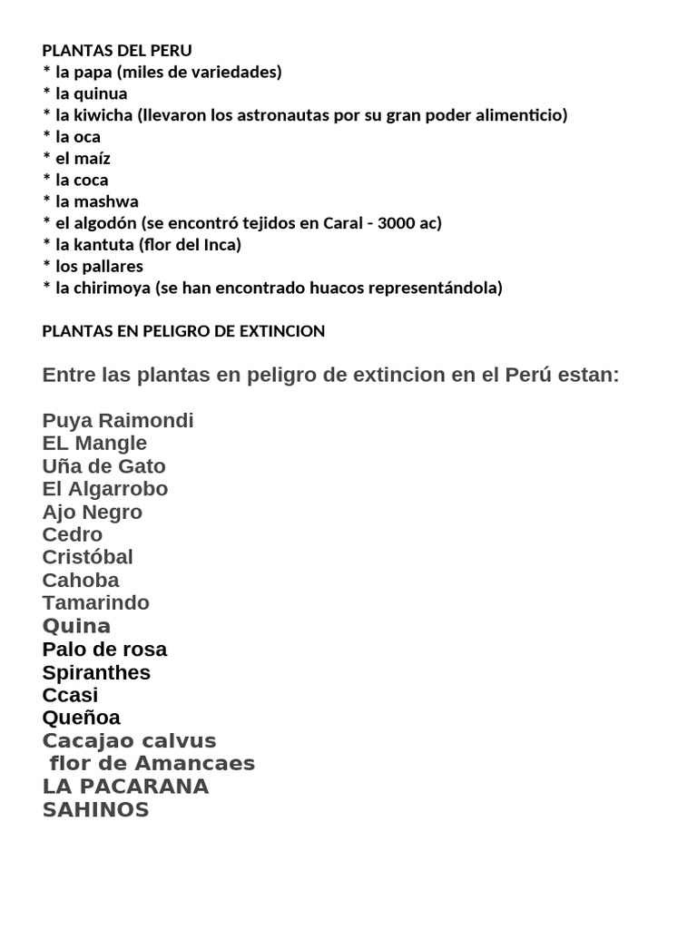 Plantas Del Peru | PDF