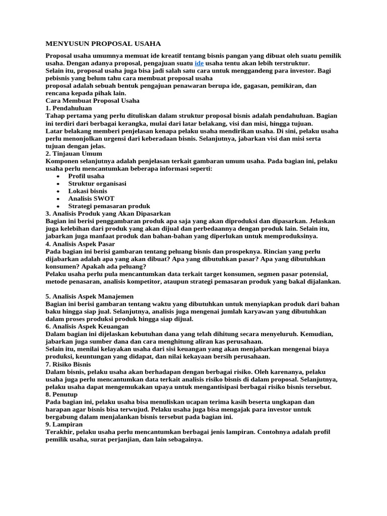 Menyusun Proposal Usaha | PDF