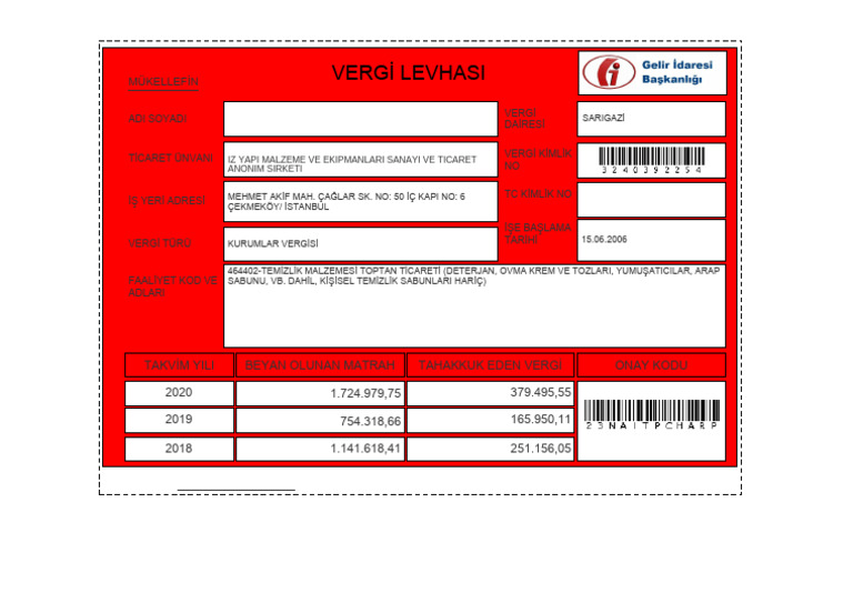 Vergi Levhasi: Mükellefin | PDF