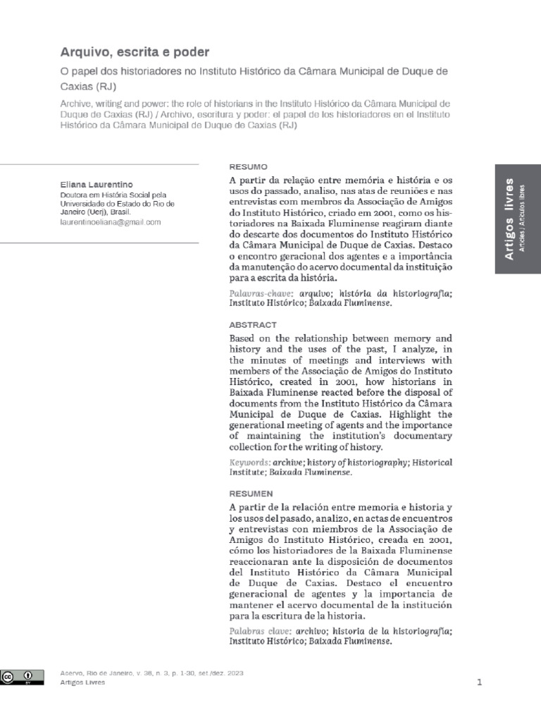 LAURENTINO - ELIANA. Vista Do Arquivo, Escrita e Poder | PDF