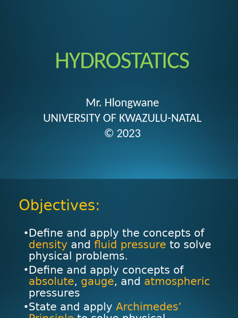 04 Mechanics - Hydrostatics | PDF | Buoyancy | Pressure