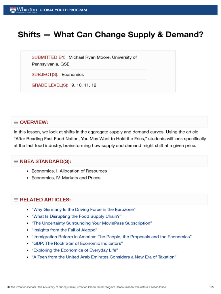Shifts What Can Change Supply Demand | PDF | Supply And Demand | Demand