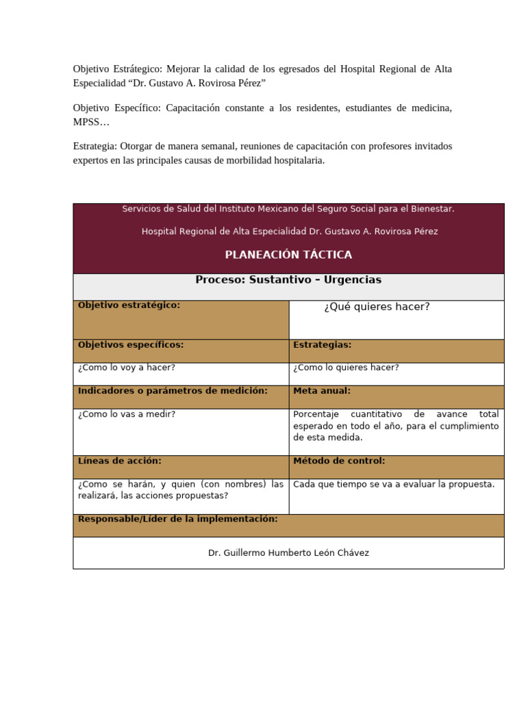 Pasos para El Plan Tactico | PDF