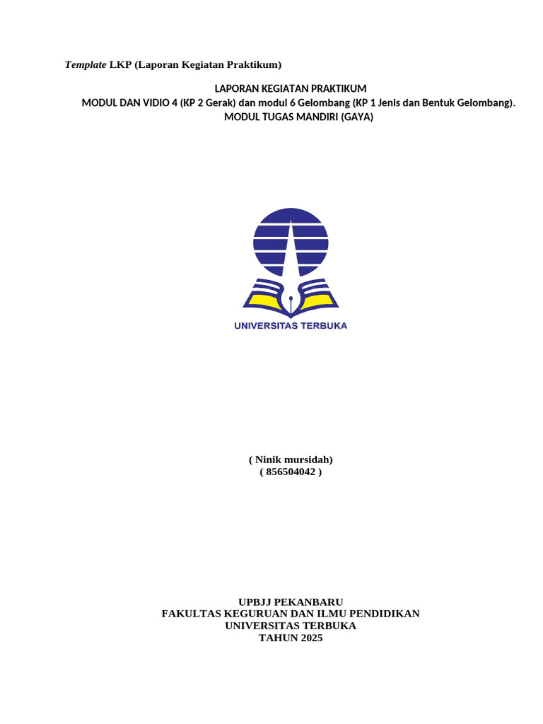 Vidio Dan Modul 4 (KP 2 Gerak) Dan Modul 6 Gelombang (KP 1 Jenis Dan Bentuk Gelombang) PRATIKUM ...