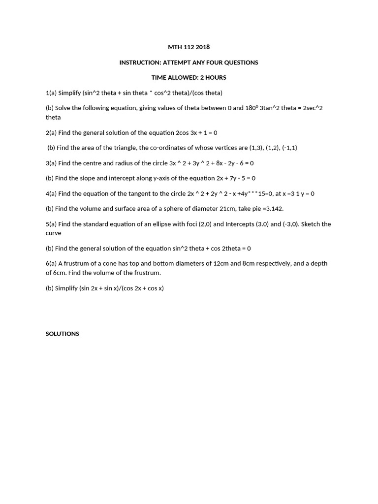 MTH 112 20188 | PDF