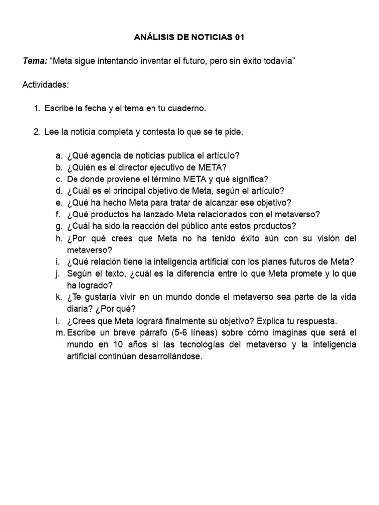 Análisis de Noticias 01 Bis - 011039 | PDF | Facebook | Robot