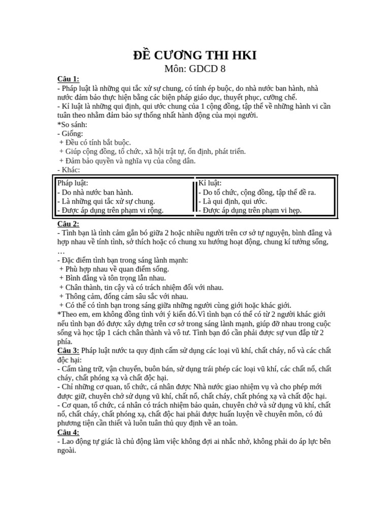 ĐỀ CƯƠNG gdcd | PDF