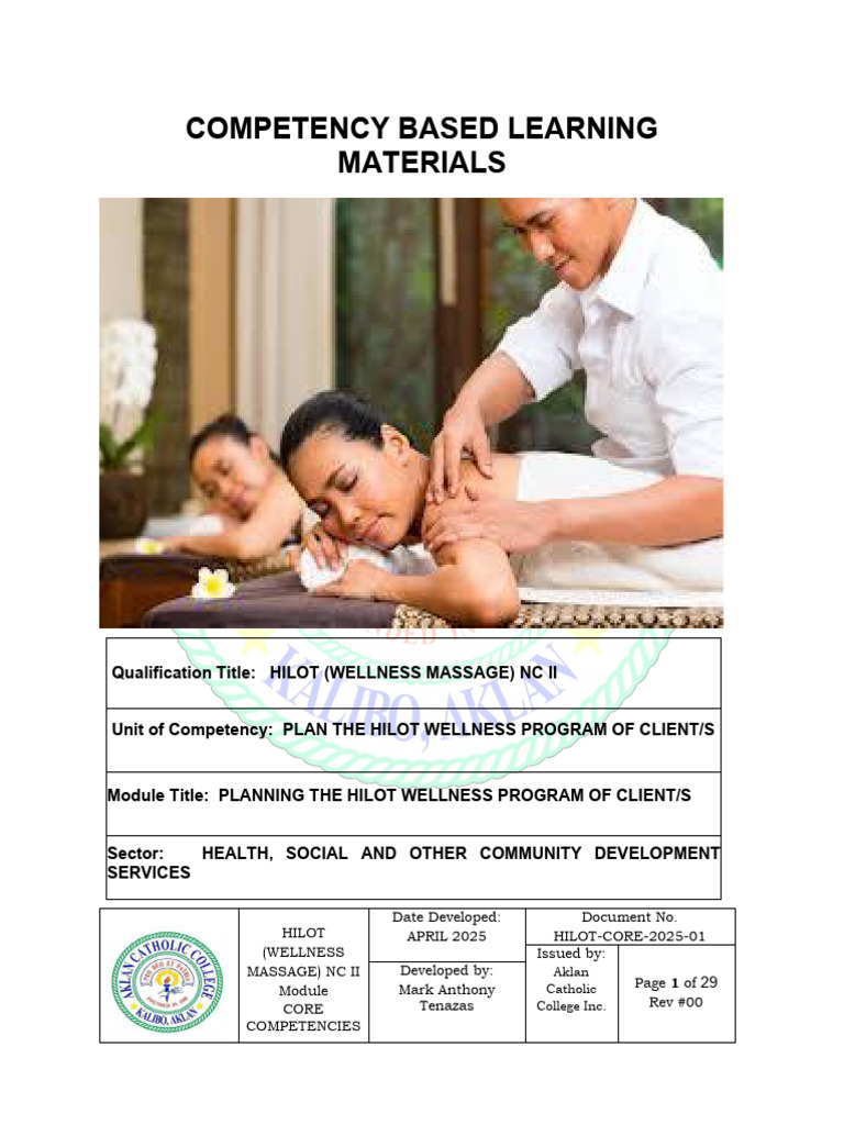 CORE 1 Plan The Hilot Wellness Program of Client | PDF | Holism