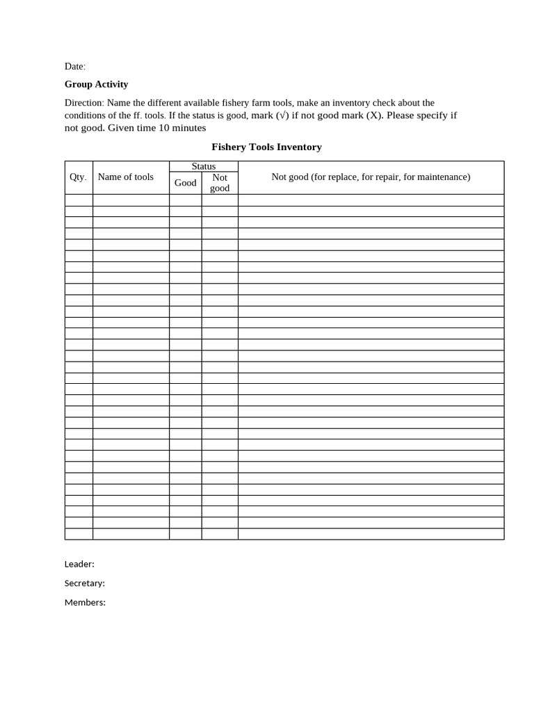 Faulty and Defective Tools Activity | PDF